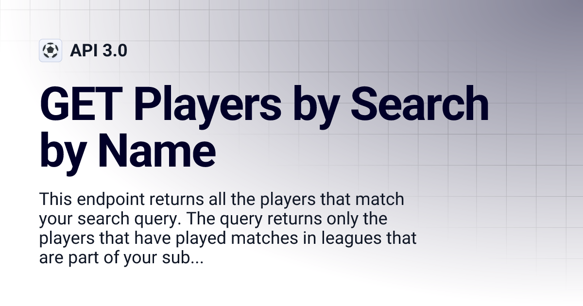 GET Players by Search by Name | API 3.0