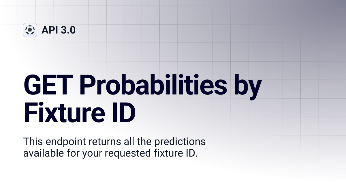 GET Probabilities by Fixture ID | API 3.0