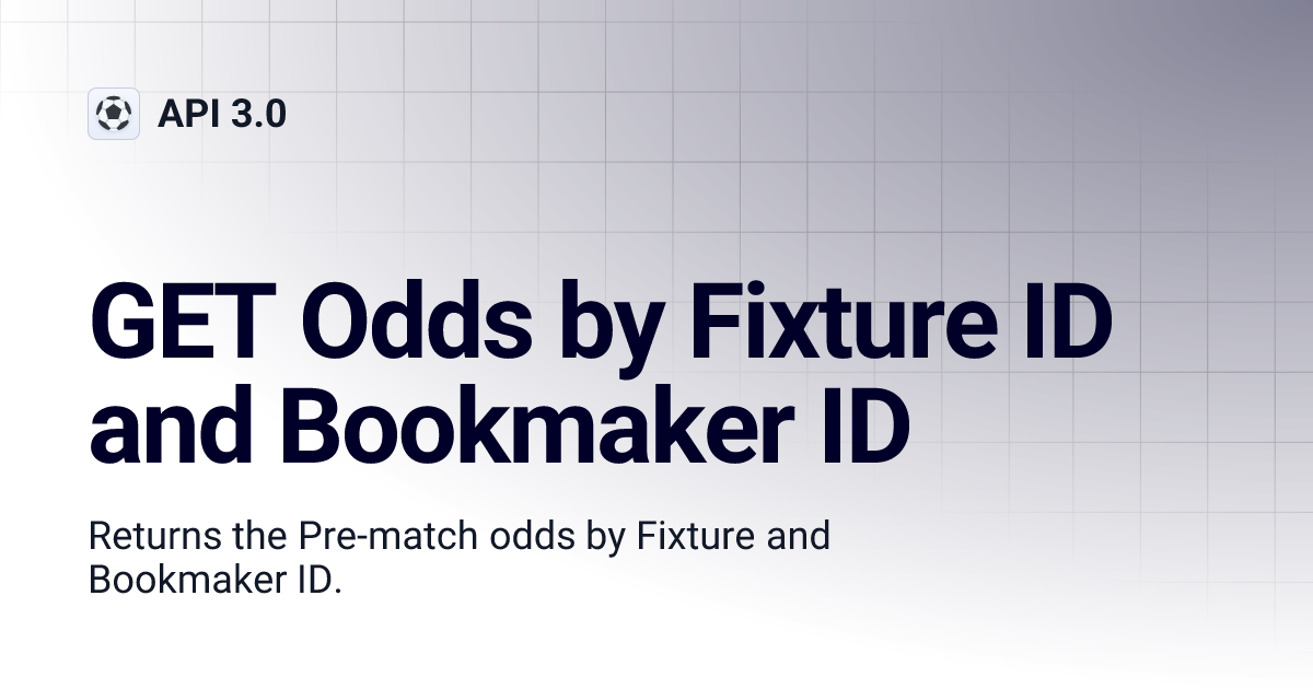 GET Odds by Fixture ID and Bookmaker ID | API 3.0
